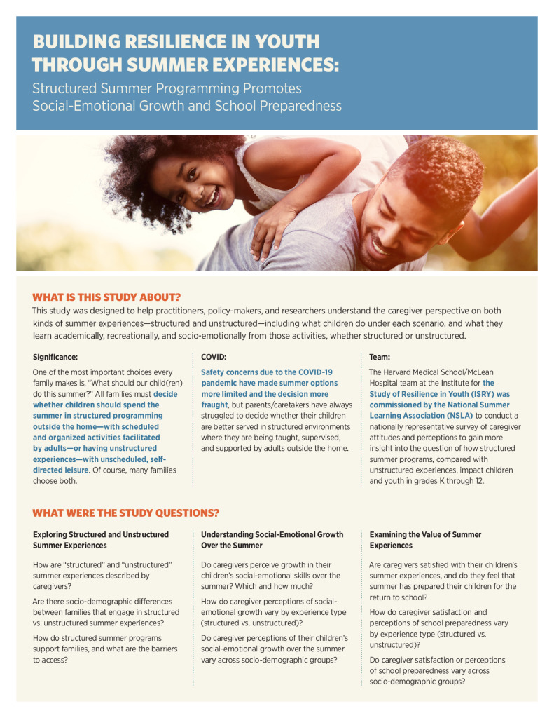 Building Resilience in Youth Through Summer Experiences - Summer Learning